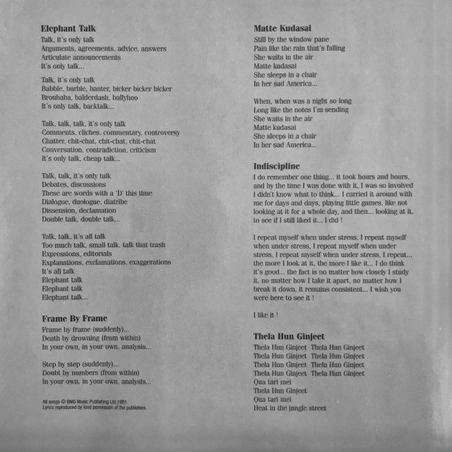 TALK, IT’S ONLY TALK